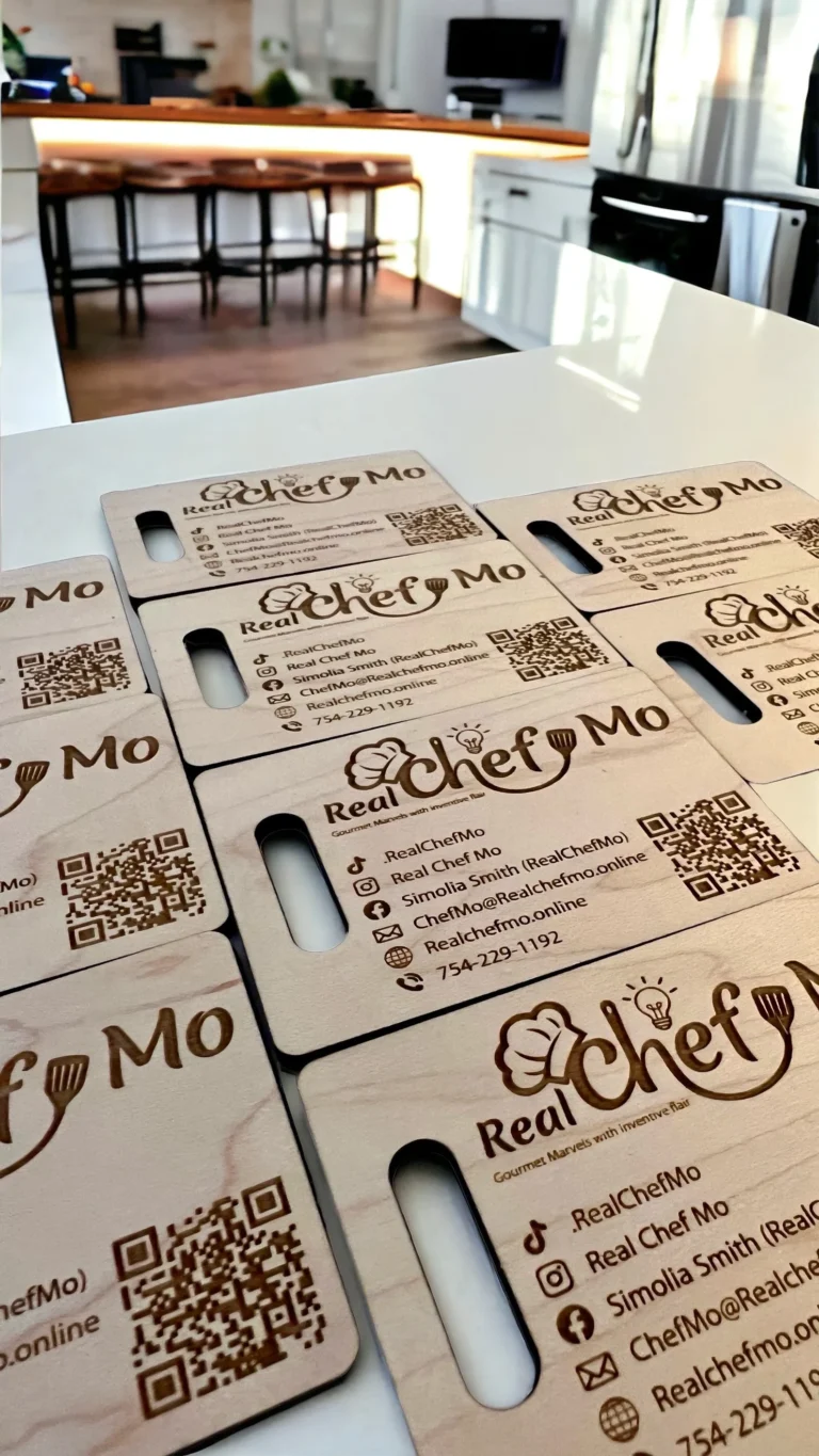 12 Engraved Wooden Business Cards - RH Carts